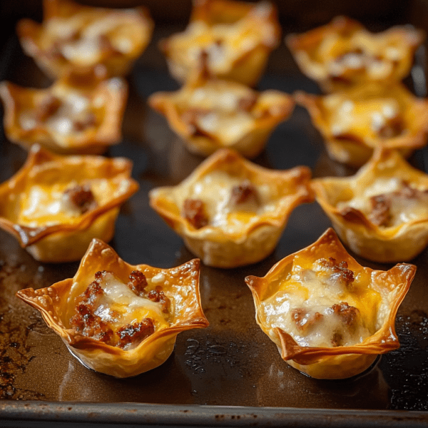Baked Sausage & Cheese Mini Wontons - The recipe mingle
