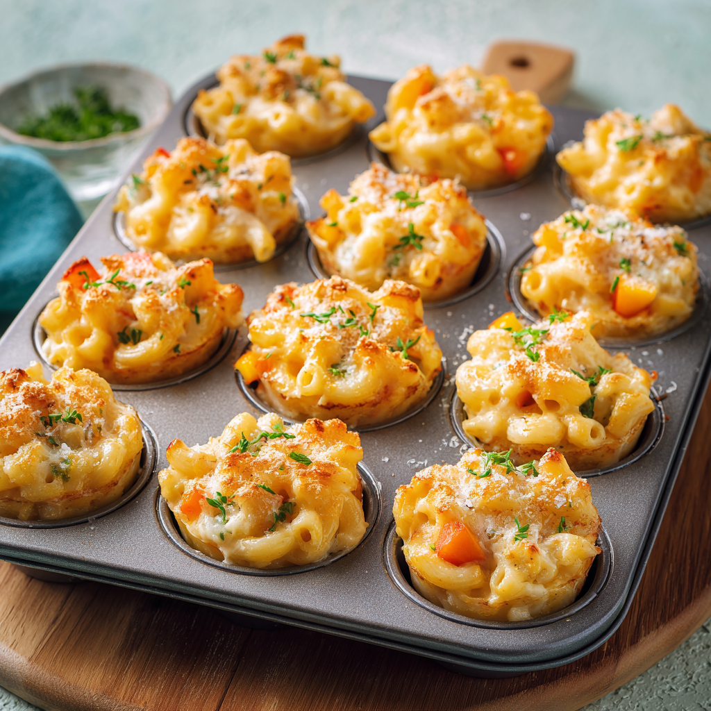 Muffin Tin Mac & Peach Bites - The recipe mingle