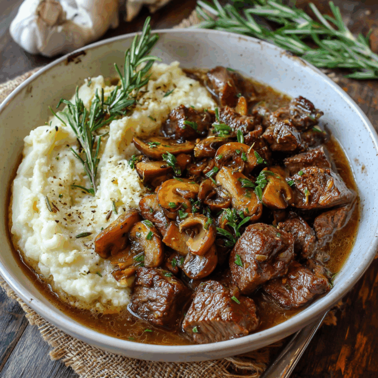 Rosemary Garlic Beef Tips with Roasted Mushrooms - The recipe mingle