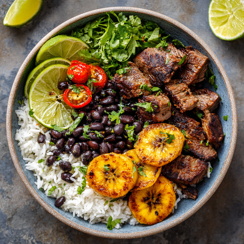 Cuban Mojo Beef Bowls with Black Beans & Plantains - The recipe mingle