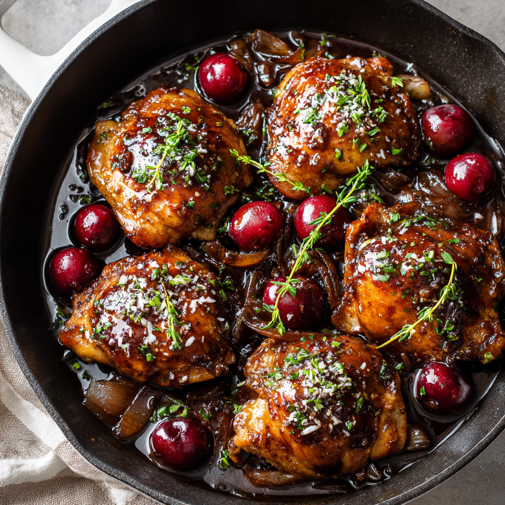 Cherry Balsamic Glazed Chicken Thighs - The recipe mingle