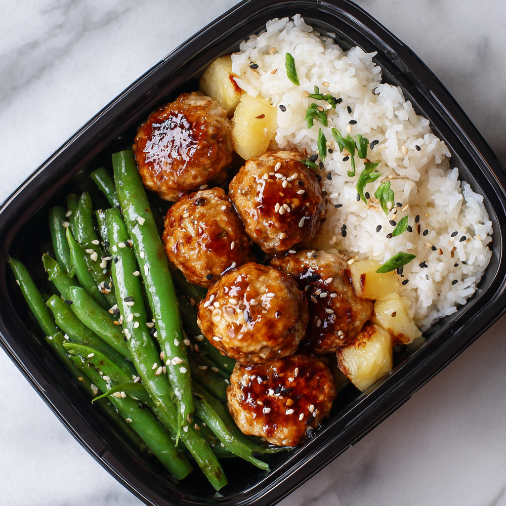 Honey Garlic Chicken Meatball Bento - The recipe mingle