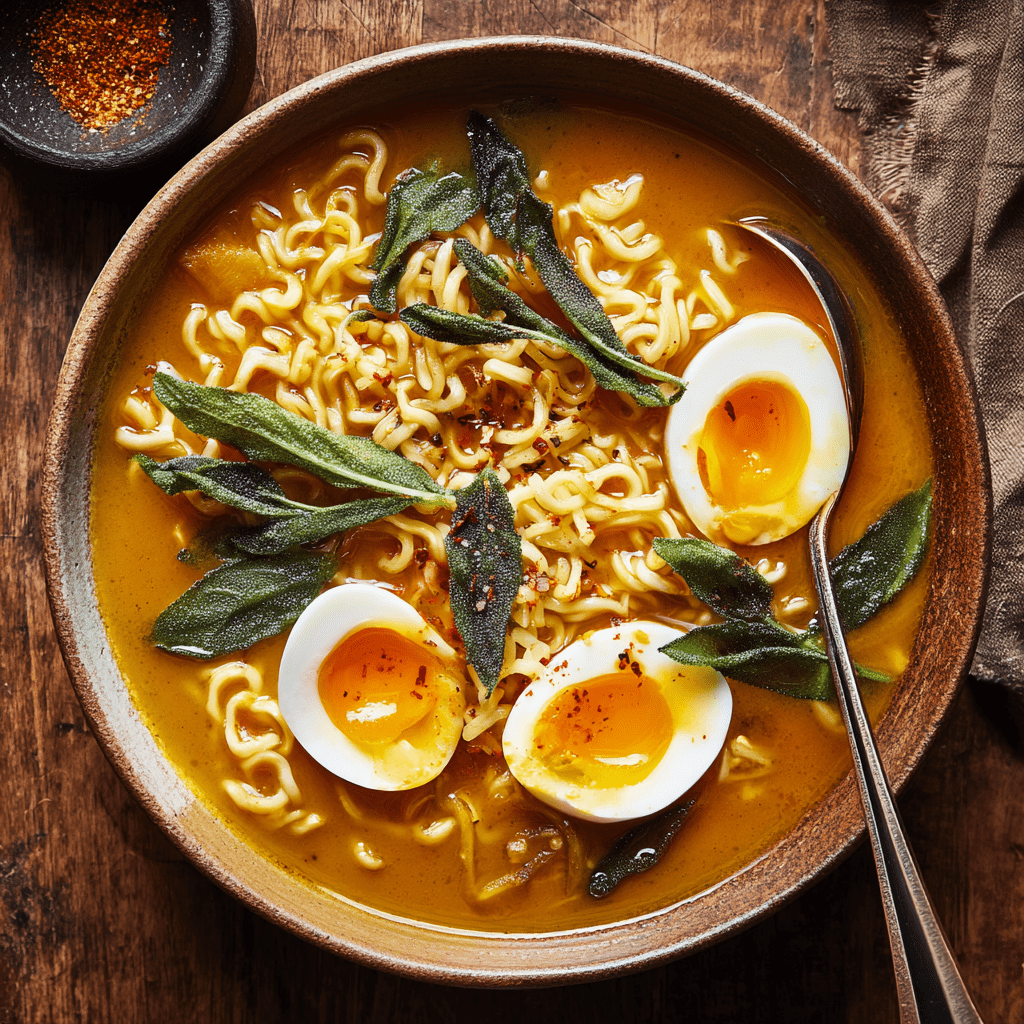 Spiced Pumpkin Ramen with Crispy Sage - The recipe mingle