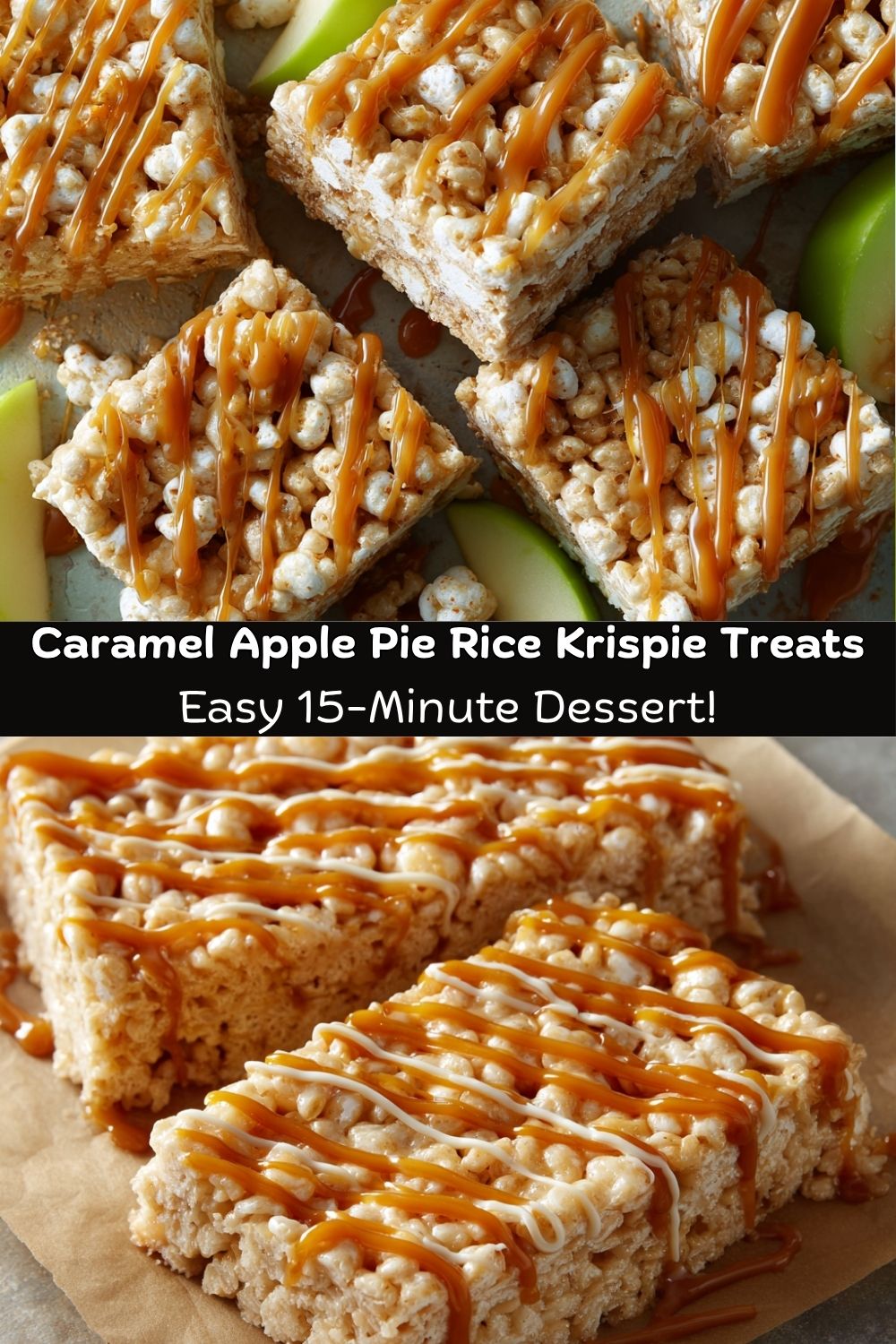 Caramel Apple Pie Rice Krispie Treats - The recipe mingle