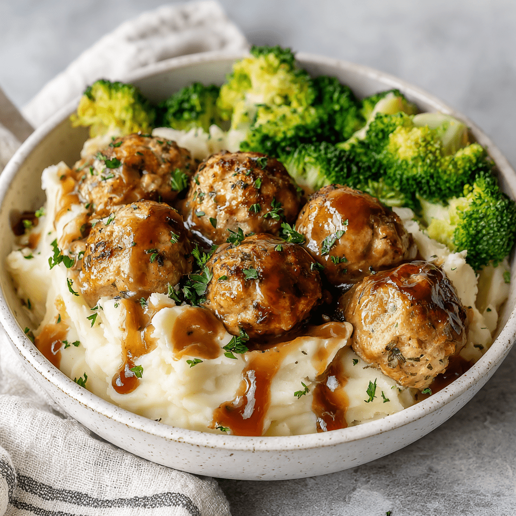 Turkey Meatball Mashed Potato Bowls - The recipe mingle