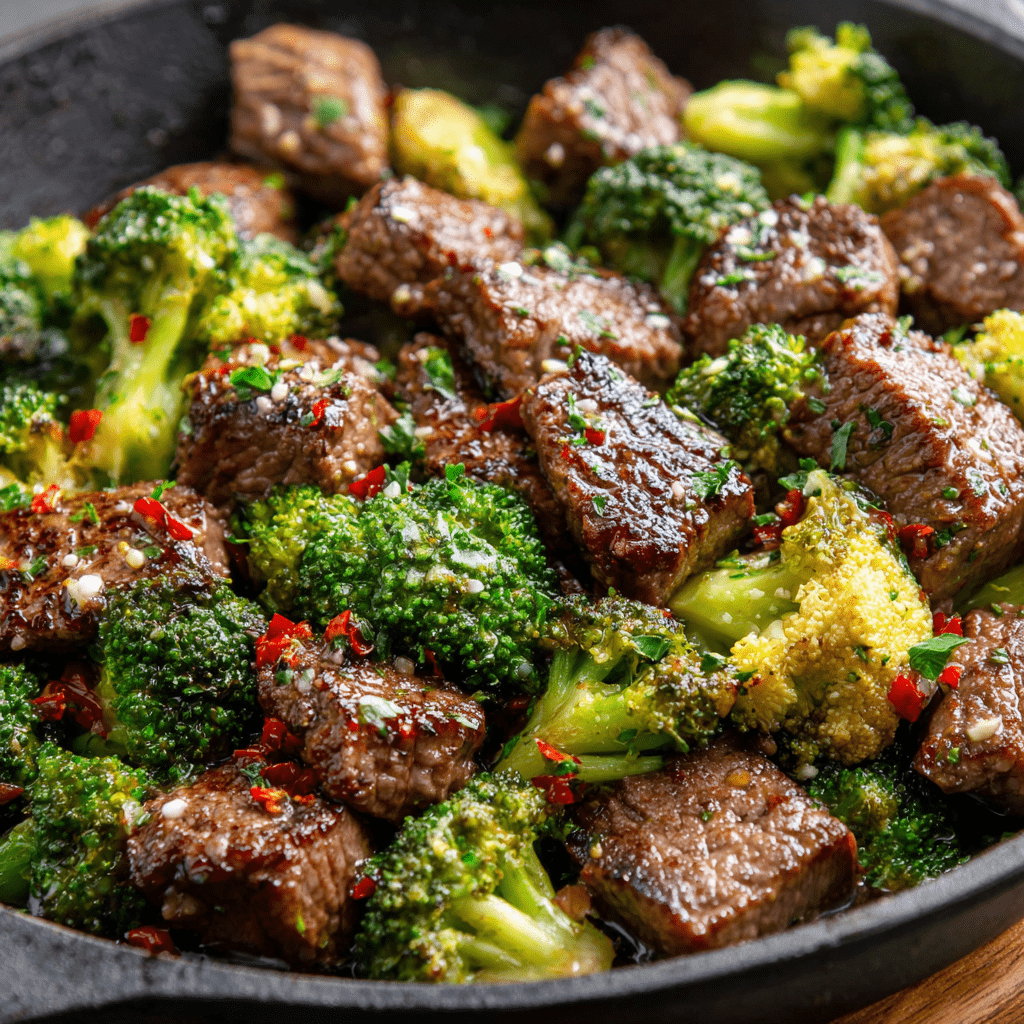 Garlic Butter Steak Bites with Roasted Broccoli : Juicy, Quick & Keto ...
