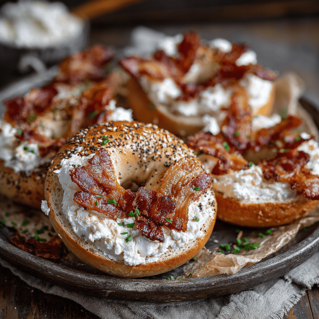 Toasted Bacon & Cream Cheese Bagels : The Ultimate Breakfast Treat ...