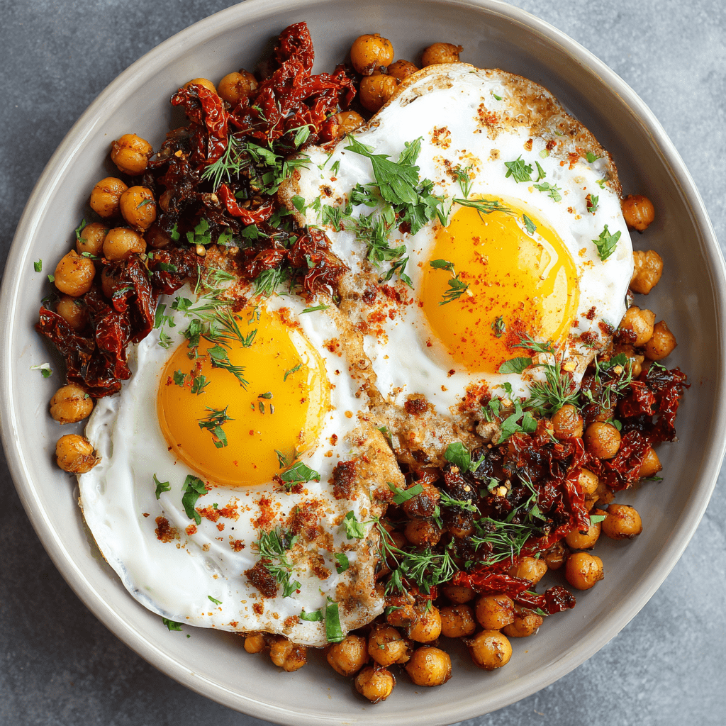 Smoky Chickpea Fried Eggs with Sun-Dried Tomatoes : Protein-Packed ...