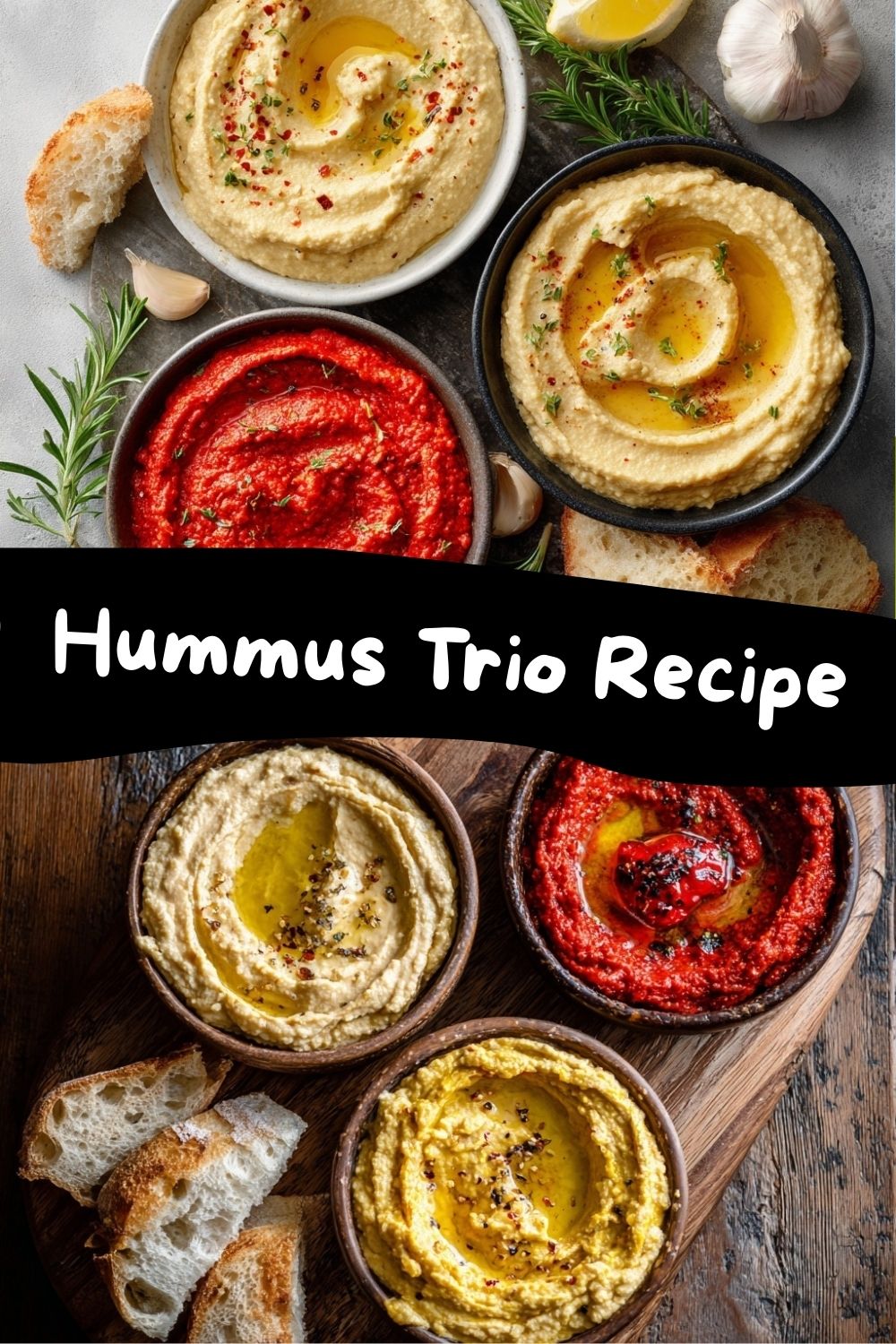 Hummus Trio : Classic, Roasted Red Pepper & Garlic in One Stunning ...