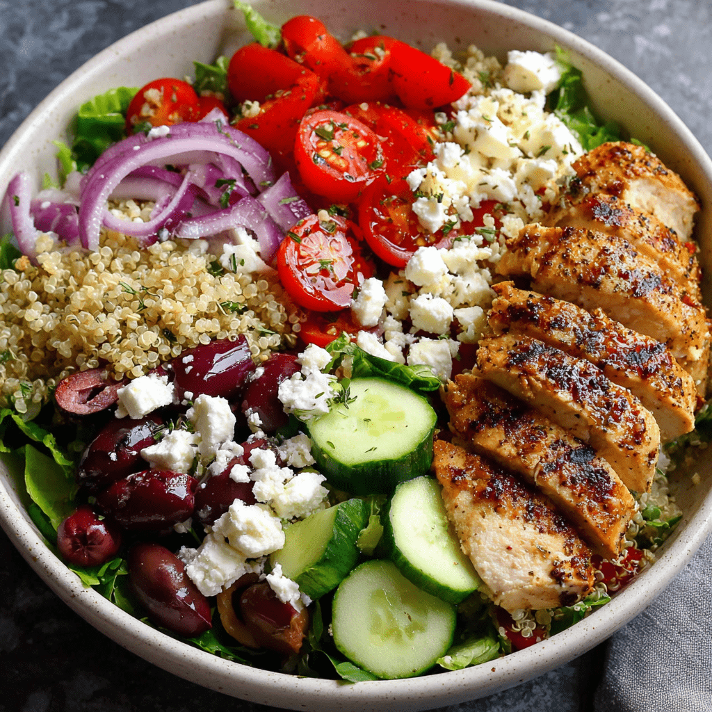 Grilled Chicken Greek Salad with Quinoa & Feta : A Protein-Packed ...