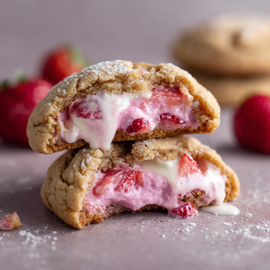 Strawberry Cheesecake Stuffed Cookies : Soft, Gooey & Instagram-Worthy ...