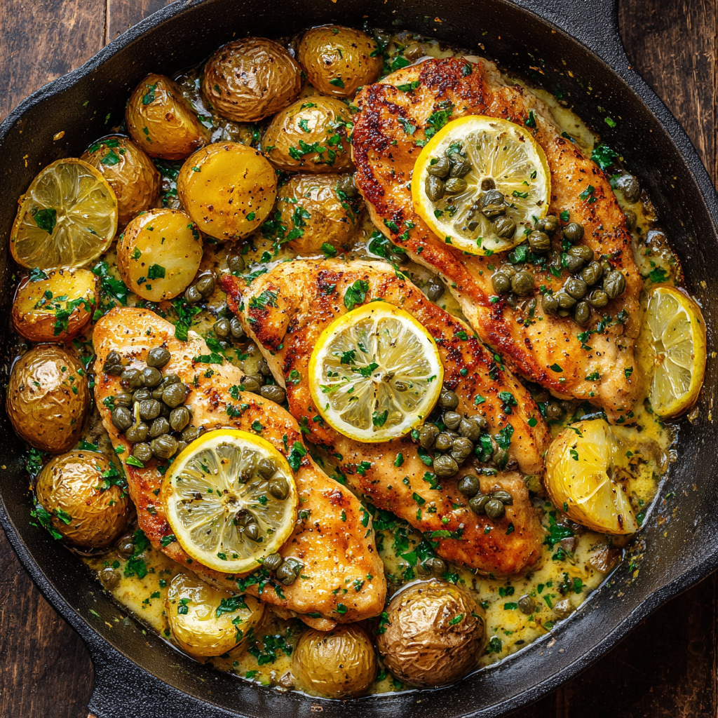 Chicken Piccata with Roasted Baby Potatoes : Bright, Buttery & Elegant ...