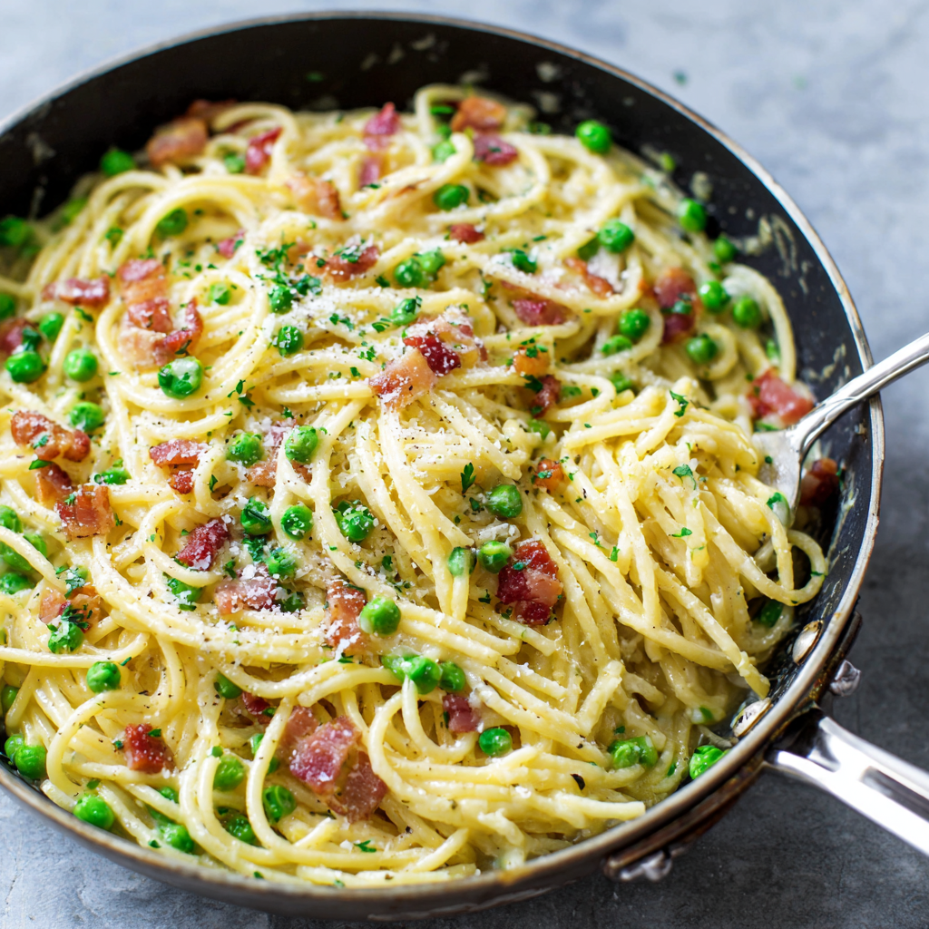 Spaghetti Carbonara with Peas : Creamy, Comforting, and Ready in ...
