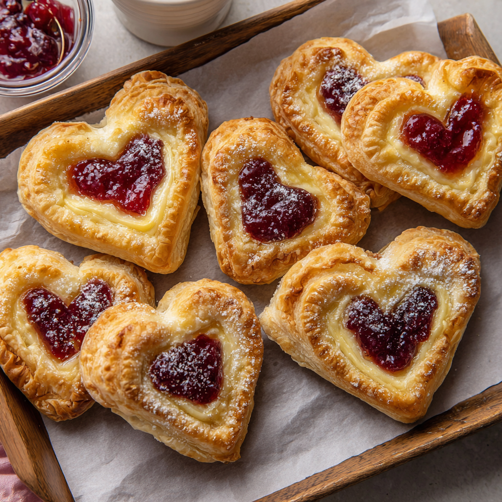 Heart-Shaped Puff Pastry Tarts with Jam and Brie : Easy, Elegant ...
