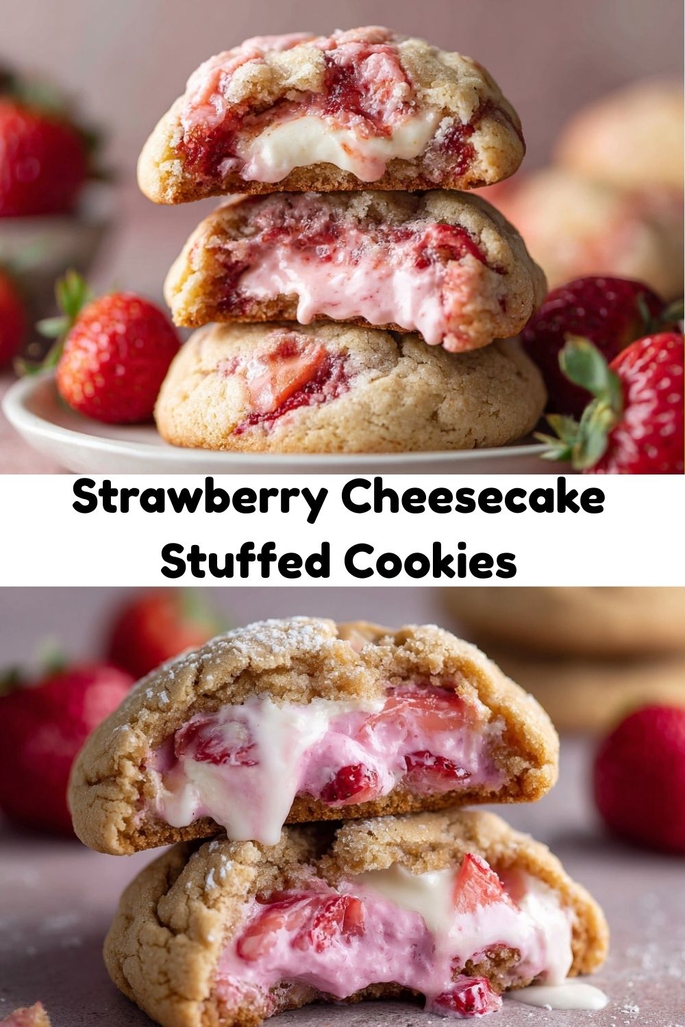 Strawberry Cheesecake Stuffed Cookies : Soft, Gooey & Instagram-Worthy ...