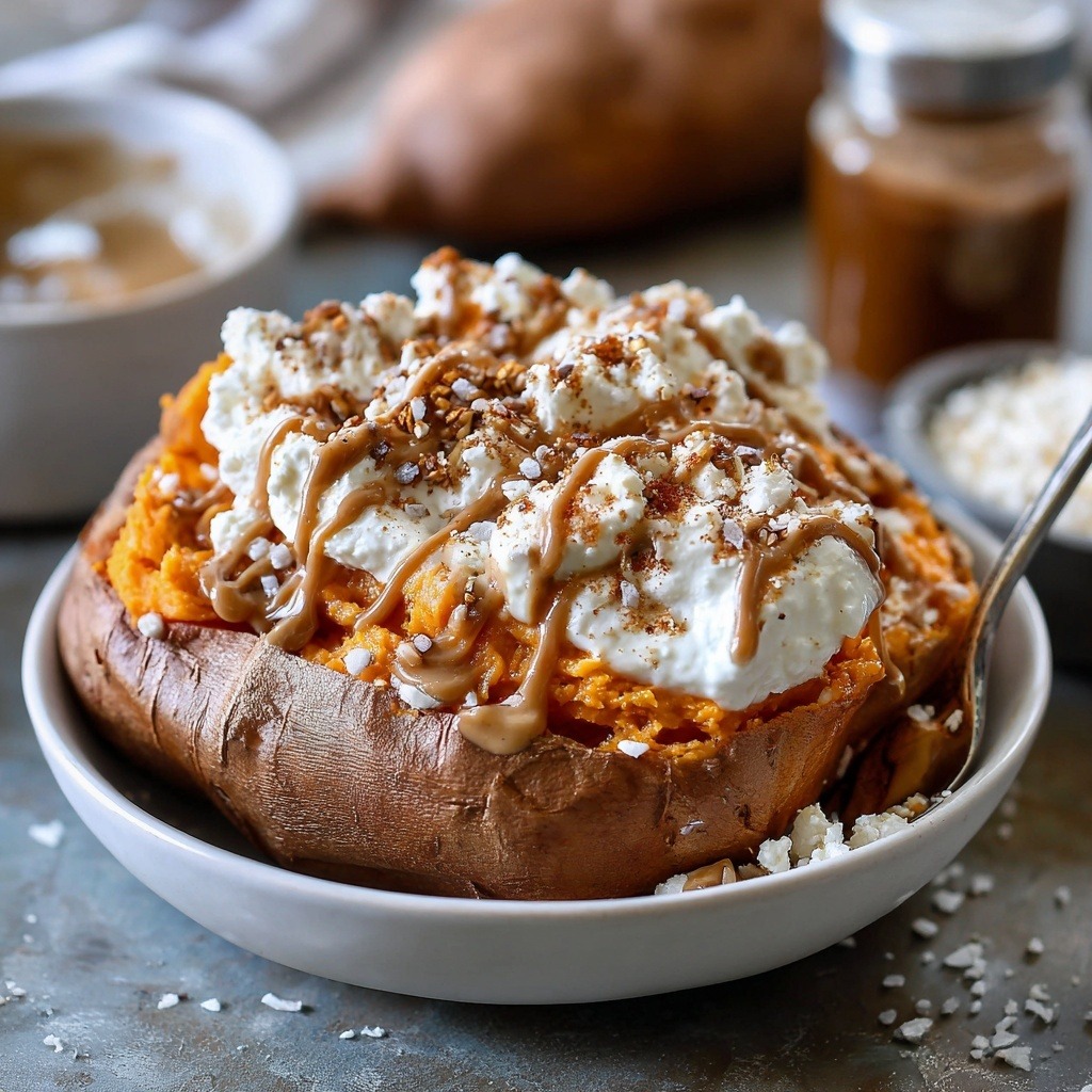 High-Protein Sweet Potato Bowl with Almond Butter & Cottage Cheese ...