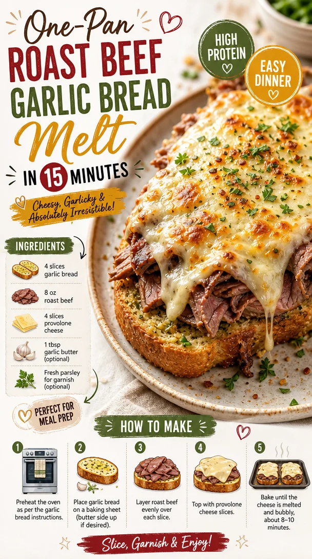 One-Pan Roast Beef Garlic Bread Melt in 15 Minutes